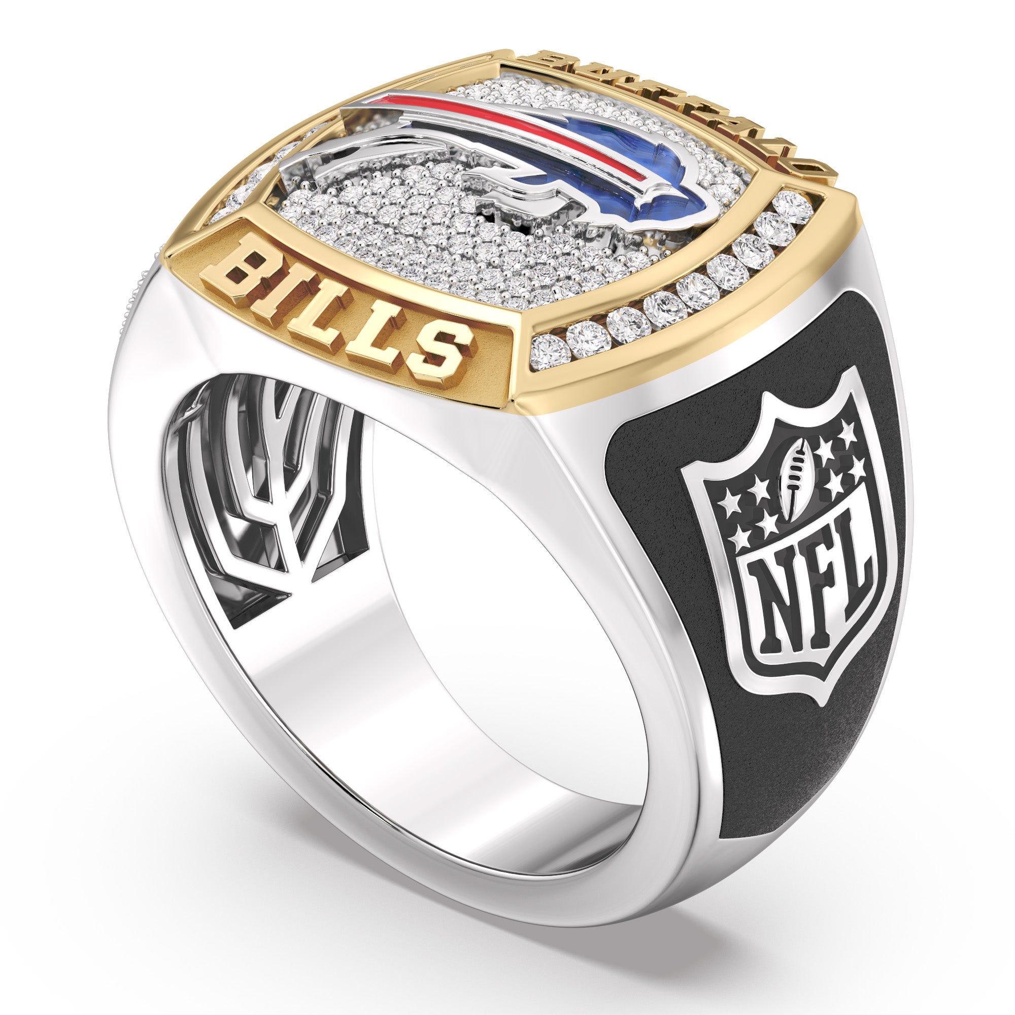 NFL BUFFALO BILLS MEN'S TEAM RING with 1/2 CTTW Diamonds, 10K Yellow G ...