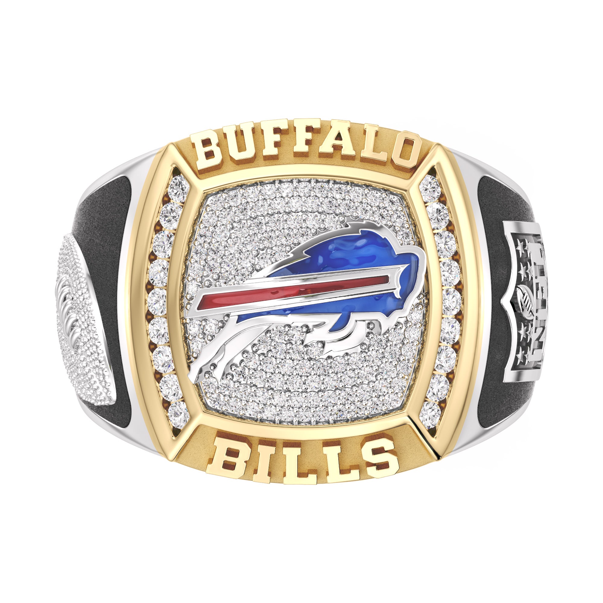 True Fans Buffalo Bills 1/2 CTTW Men's Diamond Ring in 10K and Silver ...