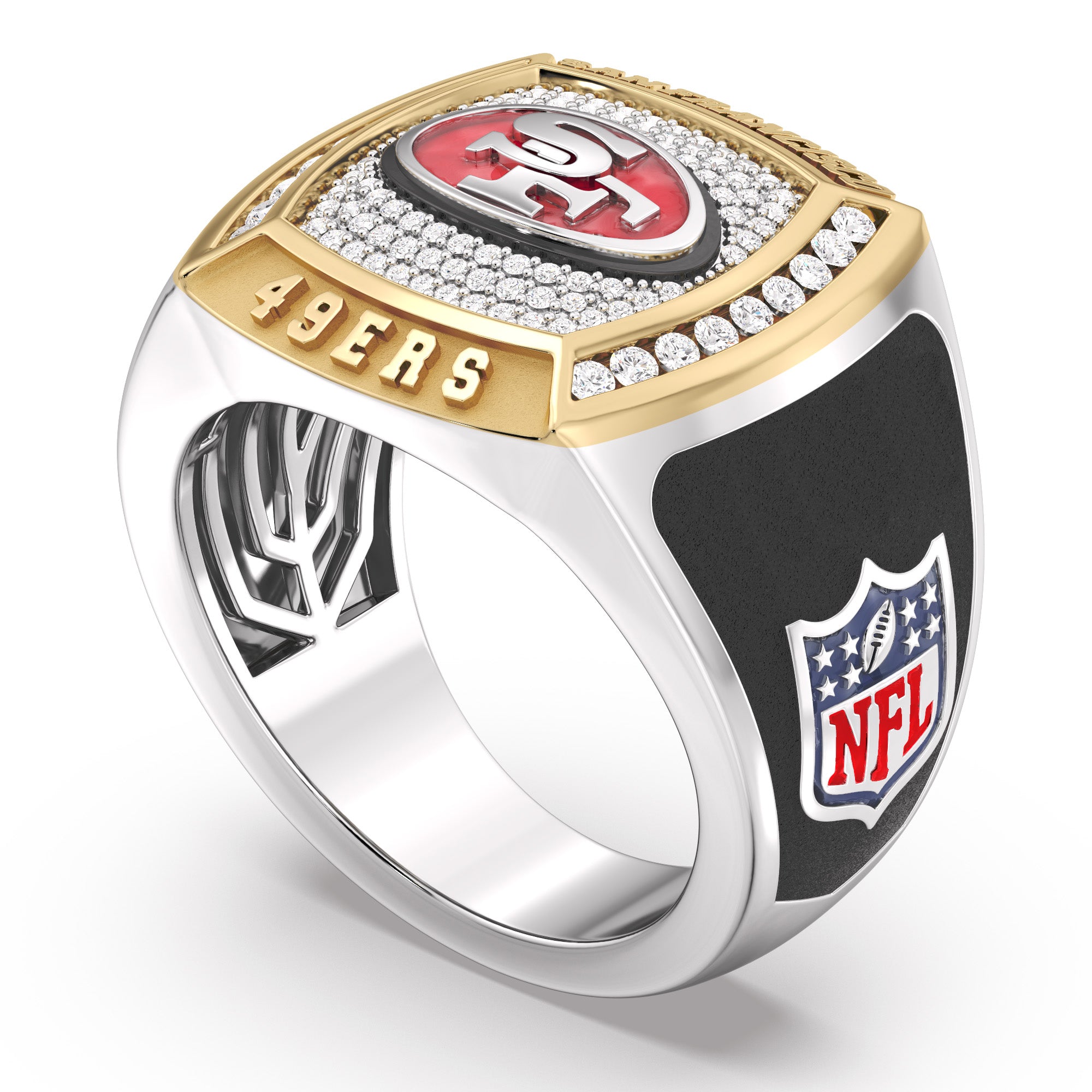 NFL SAN FRANSISCO 49ERS MEN'S CUSTOM RING with 1/2 CTTW Diamonds, 10K ...